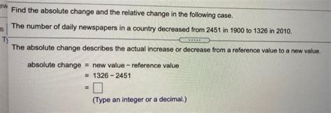 Solved Ew Find The Absolute Change And The Relative Change Chegg Com