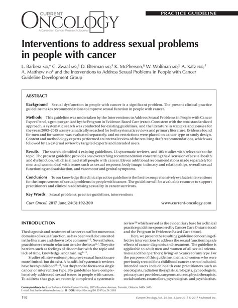 Pdf Interventions To Address Sexual Problems In People With Cancer