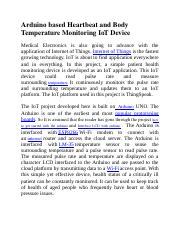 Arduino Based Heartbeat And Body Temperature Monitoring IoT Device Docx Arduino Based