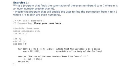 solved exercise 1 write a program that finds the summation