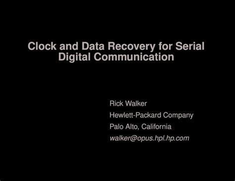 Pdf Clock And Data Recovery For Serial Digital Communication