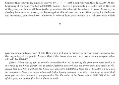 solved suppose that your utility function is given by