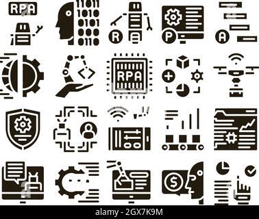 Rpa Robotic Process Automation Icons Set Vector Stock Vector Image Art Alamy