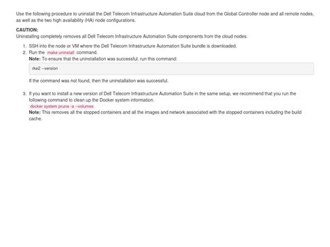 Uninstall Dell Telecom Infrastructure Automation Suite Dell Telecom