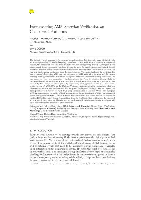 Pdf Instrumenting Ams Assertion Verification On Commercial Platforms
