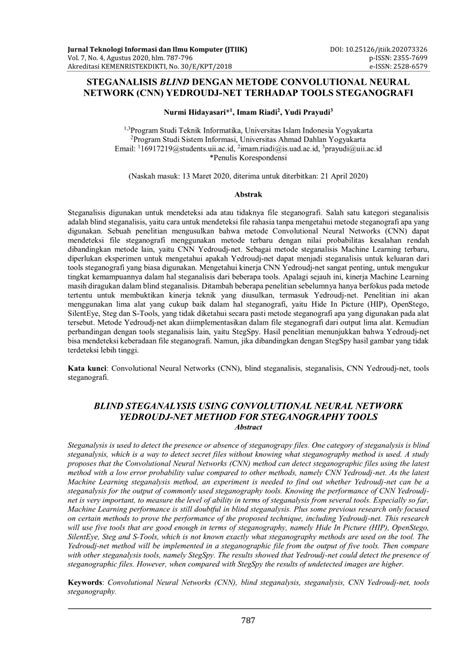 Pdf Steganalisis Blind Dengan Metode Convolutional Neural Network Cnn Yedroudj Net Terhadap