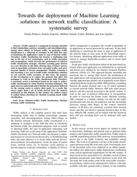 Pdf Towards The Deployment Of Machine Learning Solutions In Network Traffic Classification A