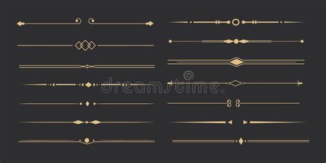 Text Devider Set Gold Line Minimal Separators Elegant Doodlle Borders