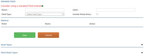 manage custom field lists and sections ml work orders