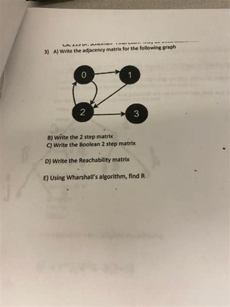solved 3 a write the adjacency matrix for the following