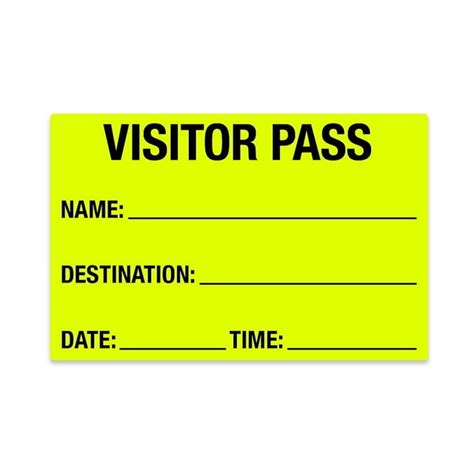 Walmart Chartreuse Visitor Pass 500 Yellow Id Labels Safety Badge