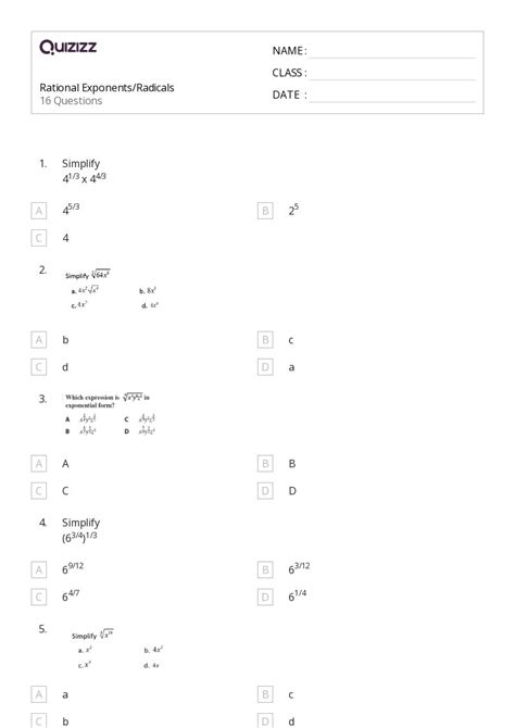50 Exponents Worksheets For Kindergarten On Quizizz Free And Printable