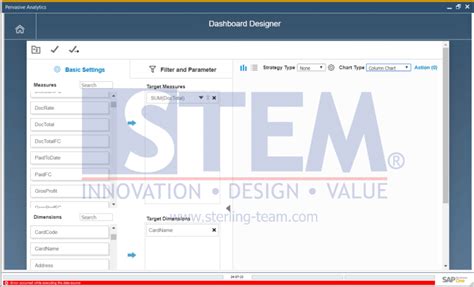fix data source error when creating sap b1 dashboard