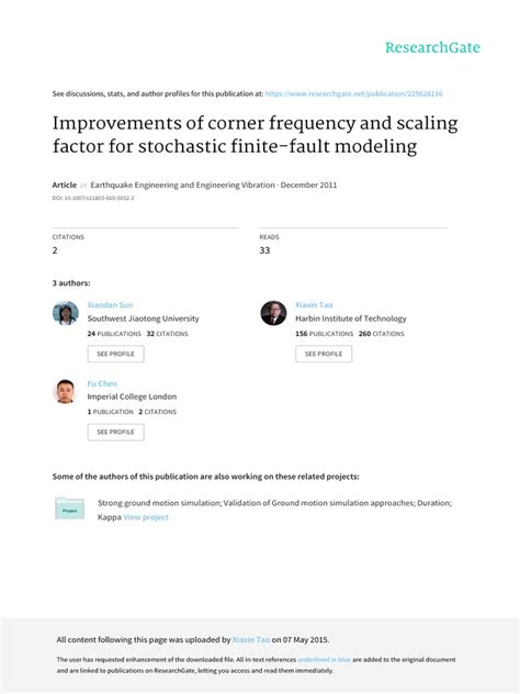 Improvements Of Corner Frequency And Scaling Factor For Stochastic