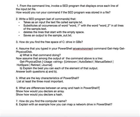 Solved 1 From The Command Line Invoke A Sed Program That
