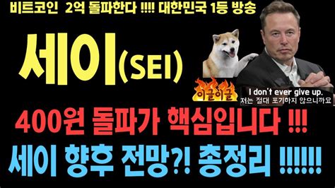 세이코인 세이 Sei 세이코인전망 세이 코인전망 비트코인 이더리움 도지코인 Youtube
