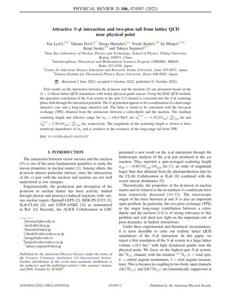 Pdf Attractive N − ϕ Interaction And Two Pion Tail From Lattice Qcd
