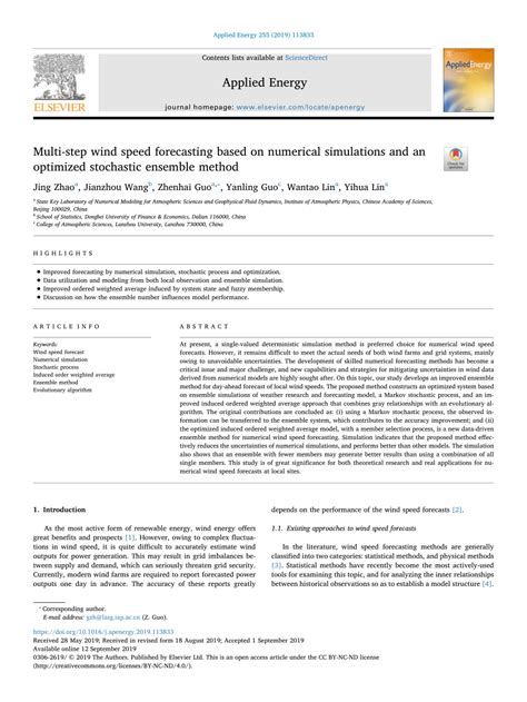 pdf multi step wind speed forecasting based on numerical simulations