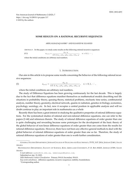 PDF Some Results On A Rational Recursive Sequences