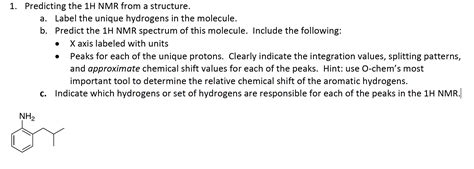Solved Predicting The H NMR From A Structure A Label The Chegg Com