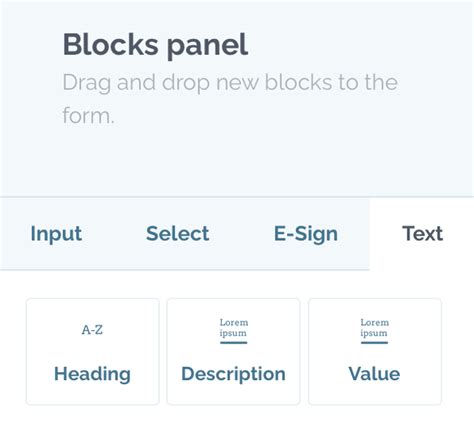 forms text blocks zefort