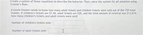 Solved Create A System Of Linear Equations To Describe The Chegg