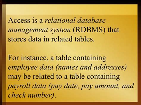 chapter 01 introduction to microsoft access ppt