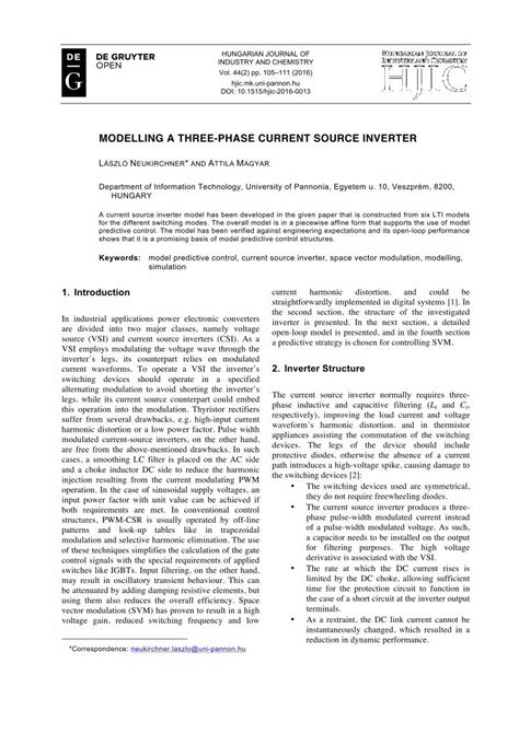 Pdf Modelling A Three Phase Current Source Inverter Dokumentips