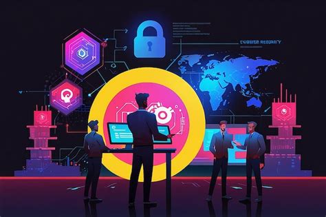 Business Cyber Security Technology With Team Administrator And