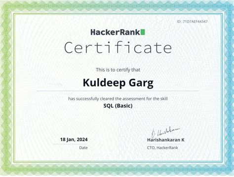 Kuldeep Garg On Linkedin Sql Certification Dataanalysis Hackerrankcertified Hackerrank Gla…