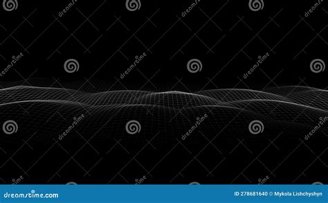 Futuristic Vector Technology Wave Digital Cyberspace Abstract Wave With Moving Particles On