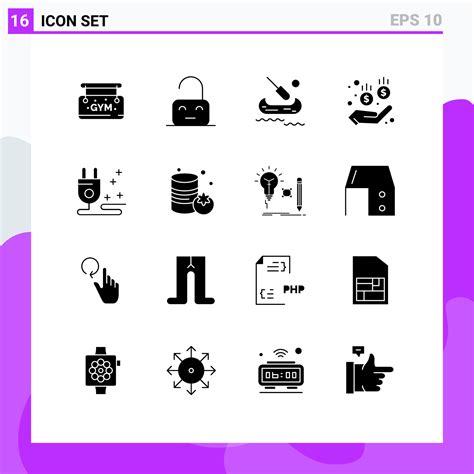 Set Of 16 Modern Ui Icons Symbols Signs For Supermarket Marketing Kayak Cable Money Editable