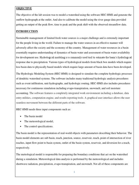 Hec Hms Lab Report Pdf Hydrology Drainage Basin