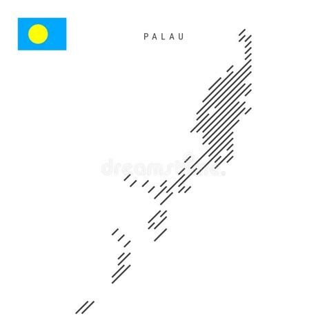 Palau Map From Pattern Of Black Slanted Parallel Lines Flat Vector