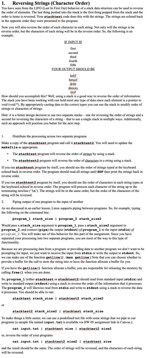 Solved CODE THUSFAR Stacktest Include Include Chegg