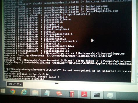 Cocos2d X 30 Cocos Run P Android Error Running Command Return