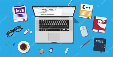 Premium Vector Workplace Of Programmer Or Coder