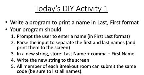 Solved Todays Diy Activity 1 Write A Program To Print A