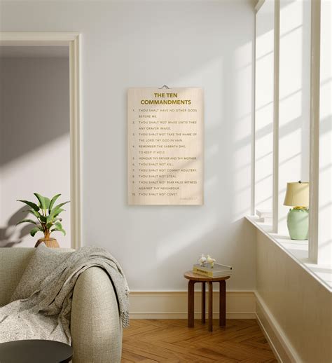 10 Commandments Wall Art Laser Engraved Wooden Ten Commandments Wall Decor Poster Bible