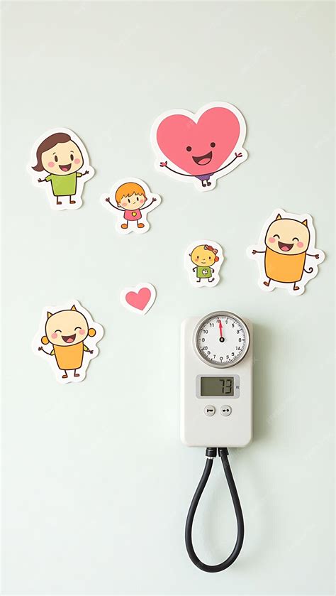 Pediatric Sphygmomanometer With Cheerful Animated Stickers On Wall