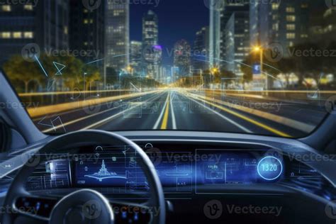 Ai Generated Modern Smart Car Technology Intelligent System Using Heads Up Display Hud