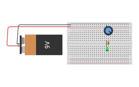circuit design led with potentiometer battery tinkercad
