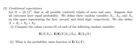 Solved 2 Conditional Expectations Let {0 1}3 That Is