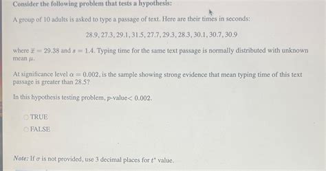 Solved Consider The Following Problem That Tests A Chegg