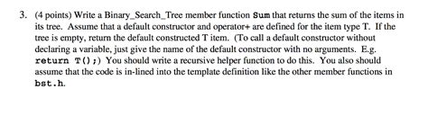 Solved 3 4 Points Write A Binarysearchtree Member