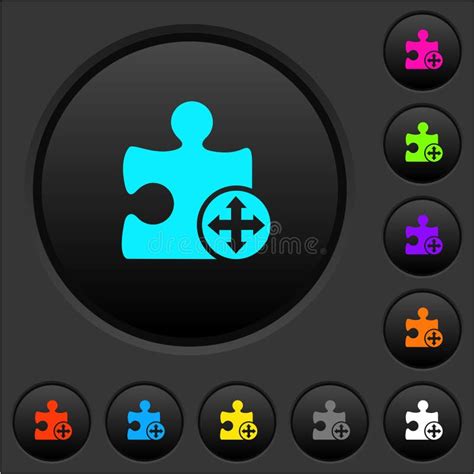 Move Plugin Dark Push Buttons With Color Icons Stock Vector Illustration Of Reorder Movement