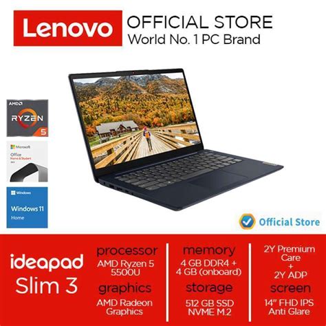 Jual Lenovo Ideapad Slim Ryzen U Gb Ssd Win Ohs Abyss Blue Di Seller Lenovo
