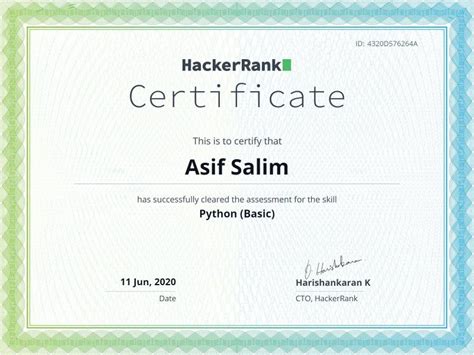 asif salim on linkedin hackerrank certificate certification