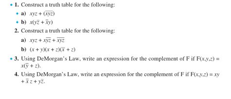 solved construct a truth table for the following xyz