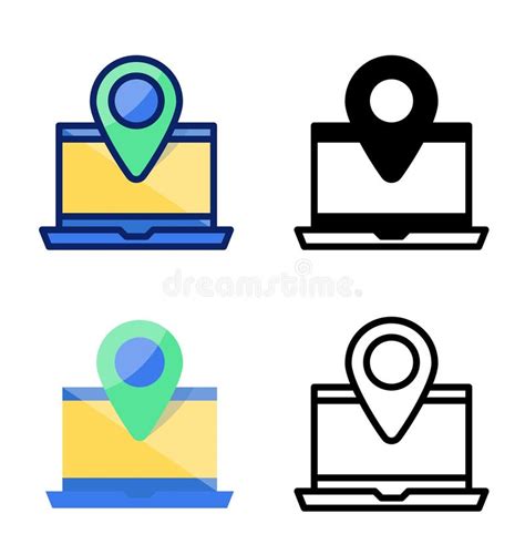 Pin Point On Laptop Pointer And Location Icons Stock Vector Illustration Of Digital Line